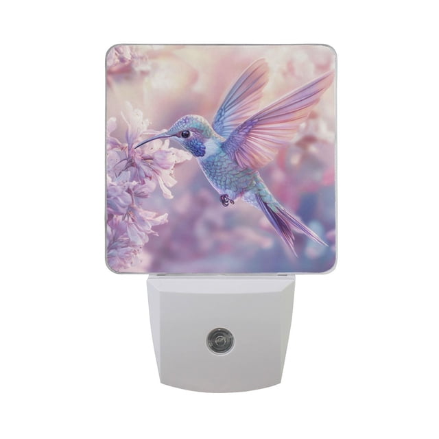 Hummingbird Sipping Nectar From Flowers LED Night Light with Smart ...