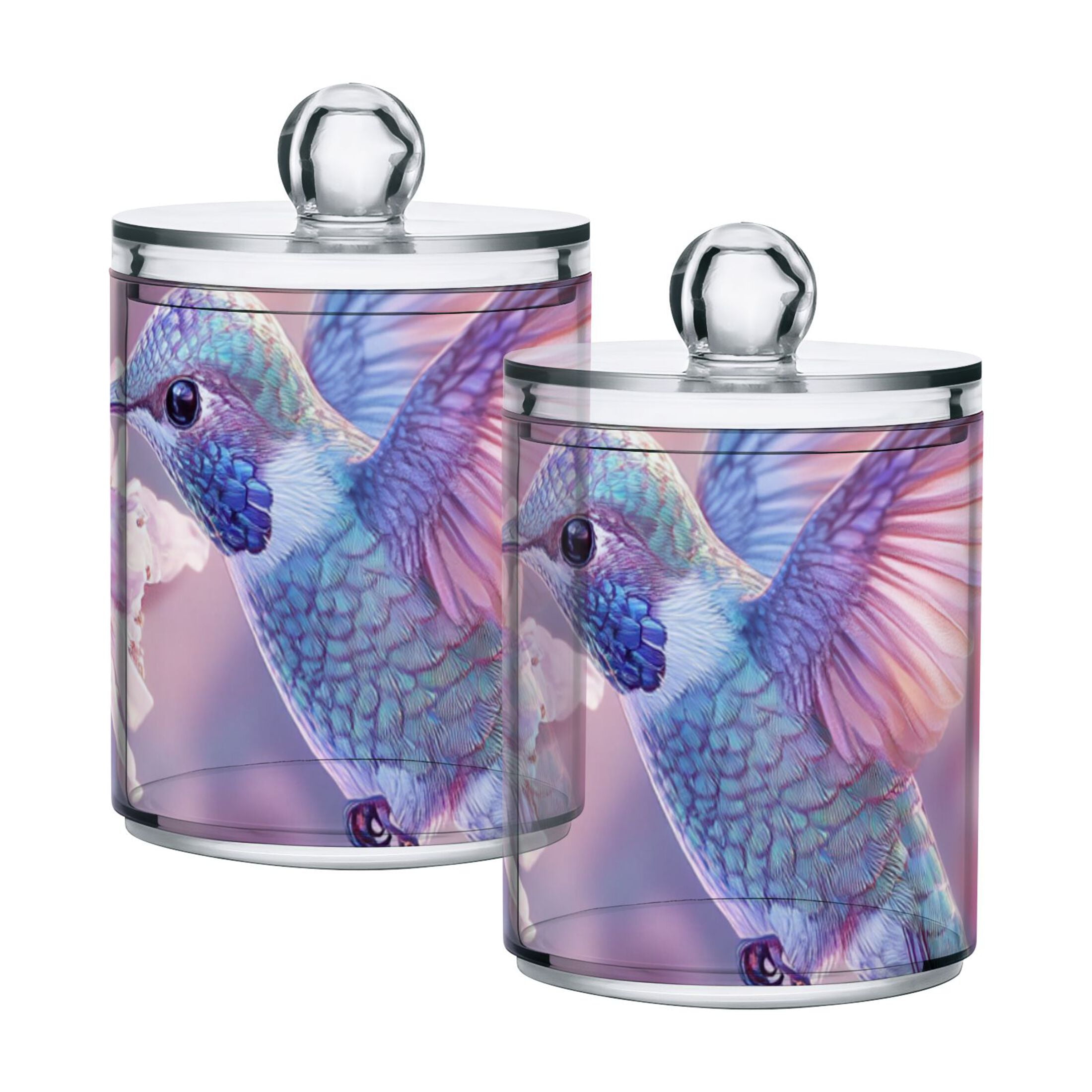Hummingbird Sipping Nectar From Flowers Translucent Plastic Cans ...