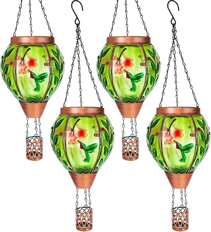 Hummingbird Solar Hot Air Balloon Lantern,Outdoor Decor with Flame ...