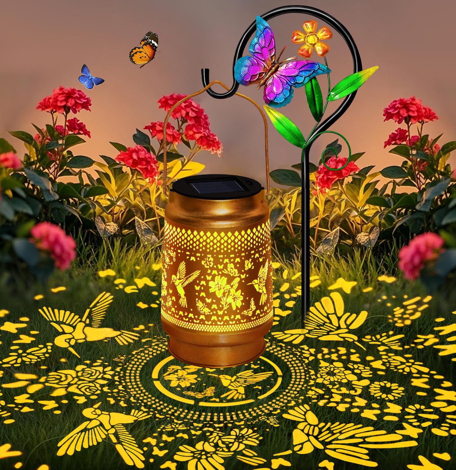 Hummingbird Solar Lantern with Butterfly Shepherd Hook, Mom for Mothers ...