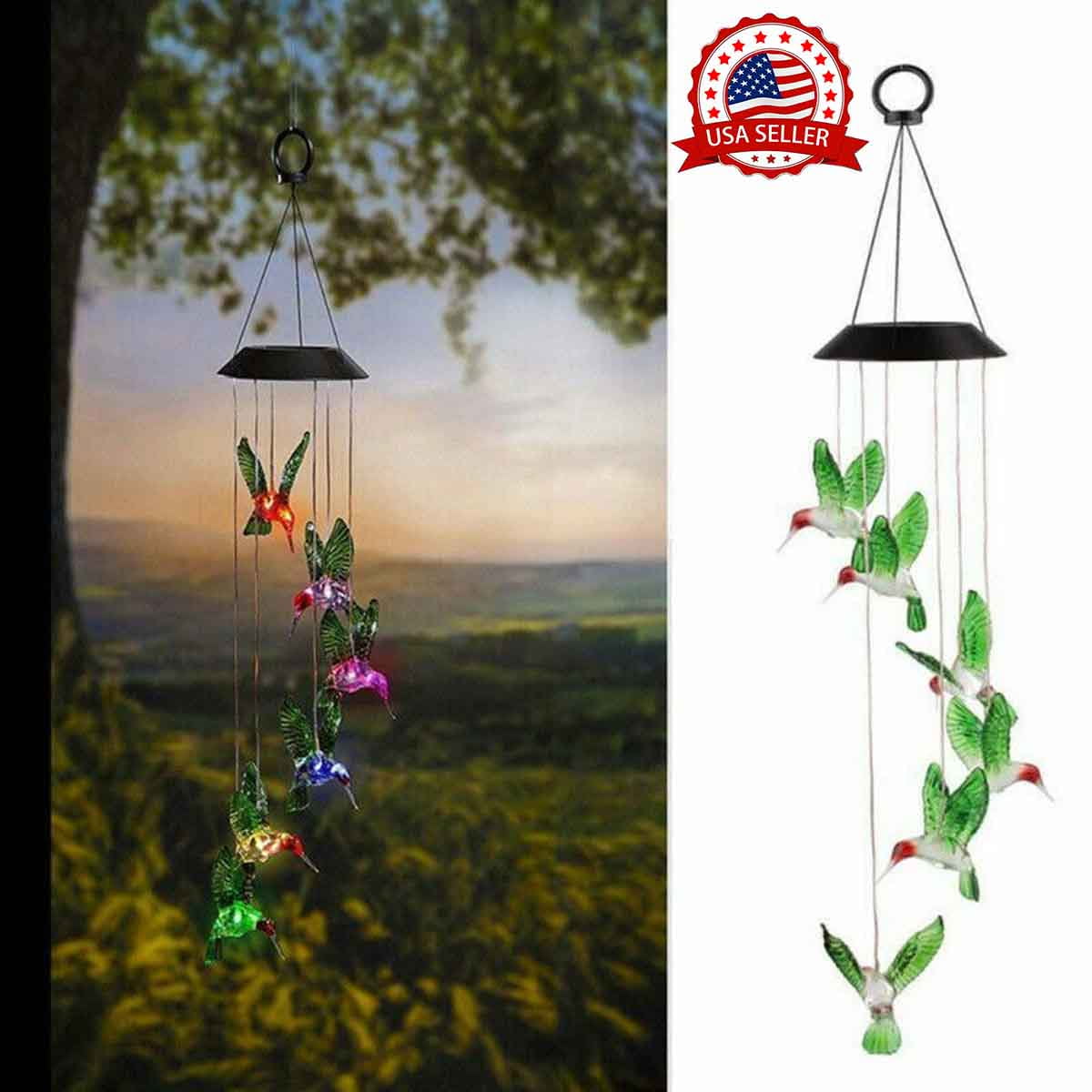 Hummingbird Solar Wind Chimes, Hummingbird Gift Outdoor Wind Chimes ...