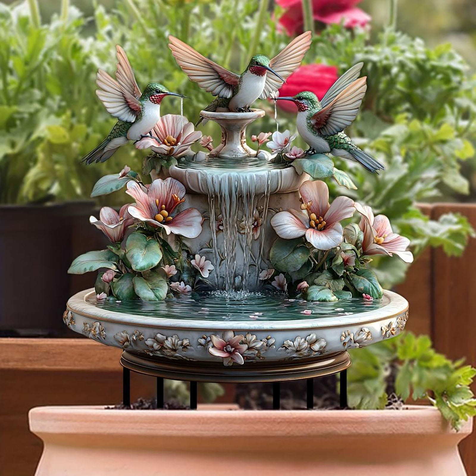 Fanyeo Hummingbird Splashing Garden Statue, Acrylic Plate, Weatherproof ...