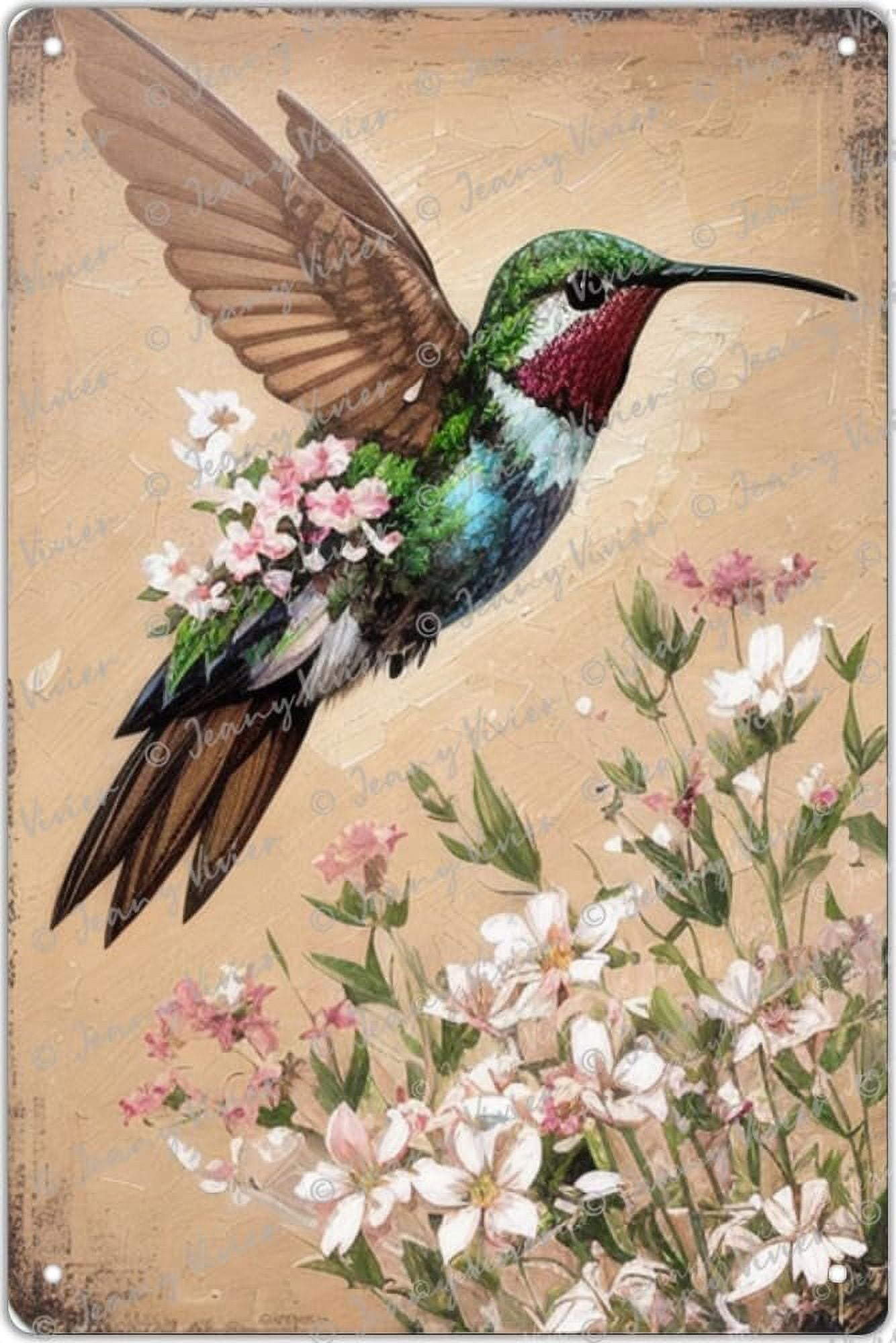 Hummingbird Spring Metal Tin Sign, Wall Bird Tins for Home Bedroom Bar ...