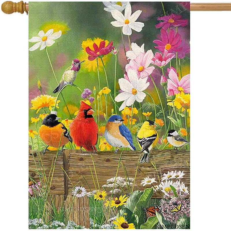 Hummingbird Spring Summer House Flag Birds Floral Garden Flags 28x40 ...