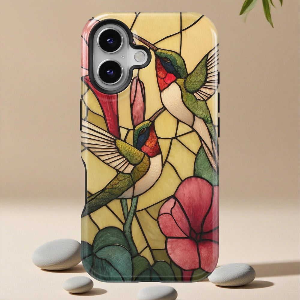 Hummingbird Stained Glass Art Universal Phone Case for iPhone 11–17 Pro ...