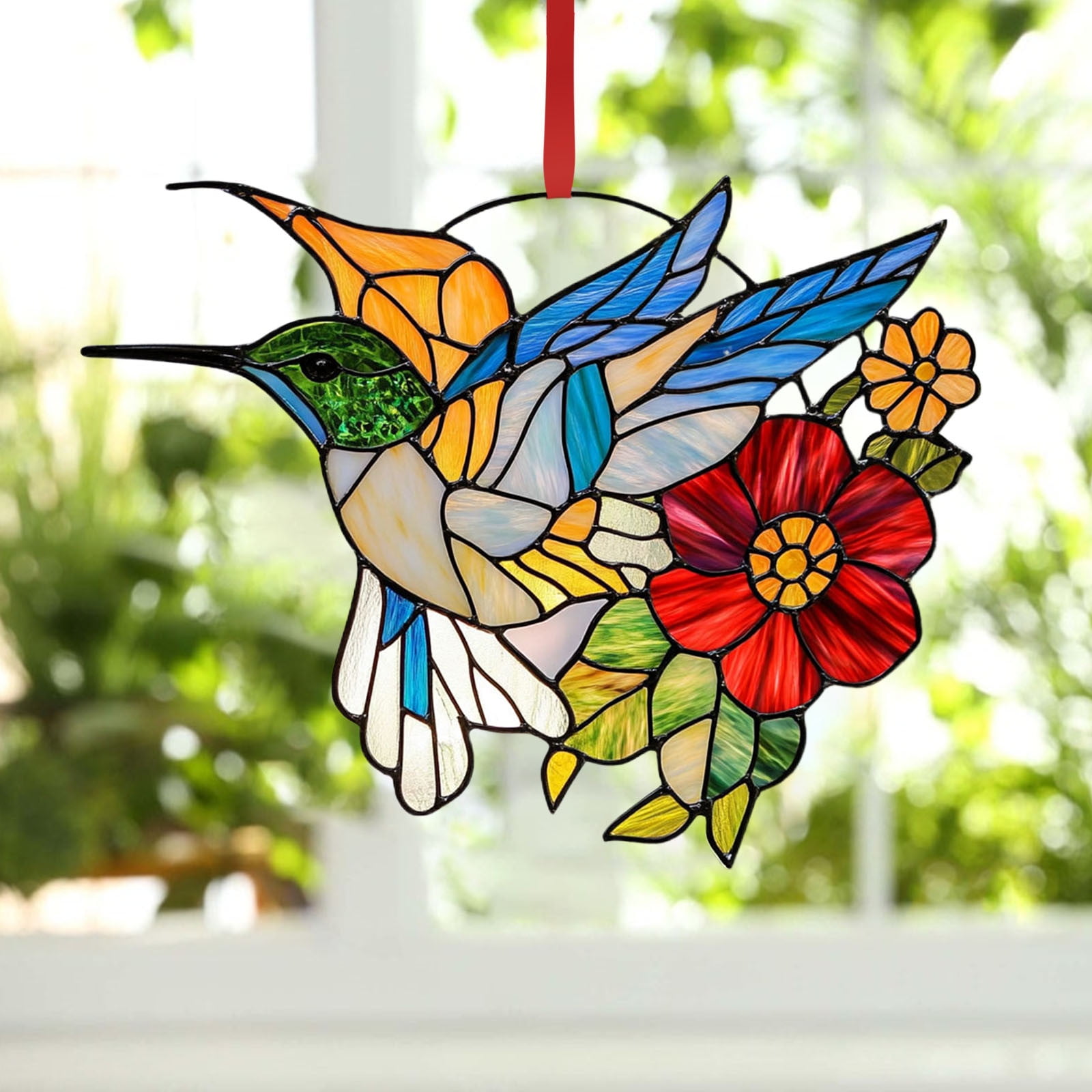 Hummingbird Stained Glass Birds Window Hangings, DELESYS Stained Glass ...