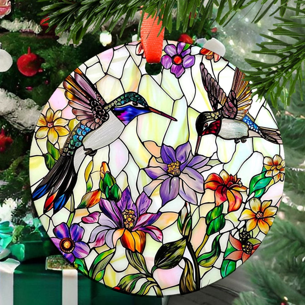 Hummingbird Sun Catcher Ornament Window Hanging - Wildflower and Bird ...