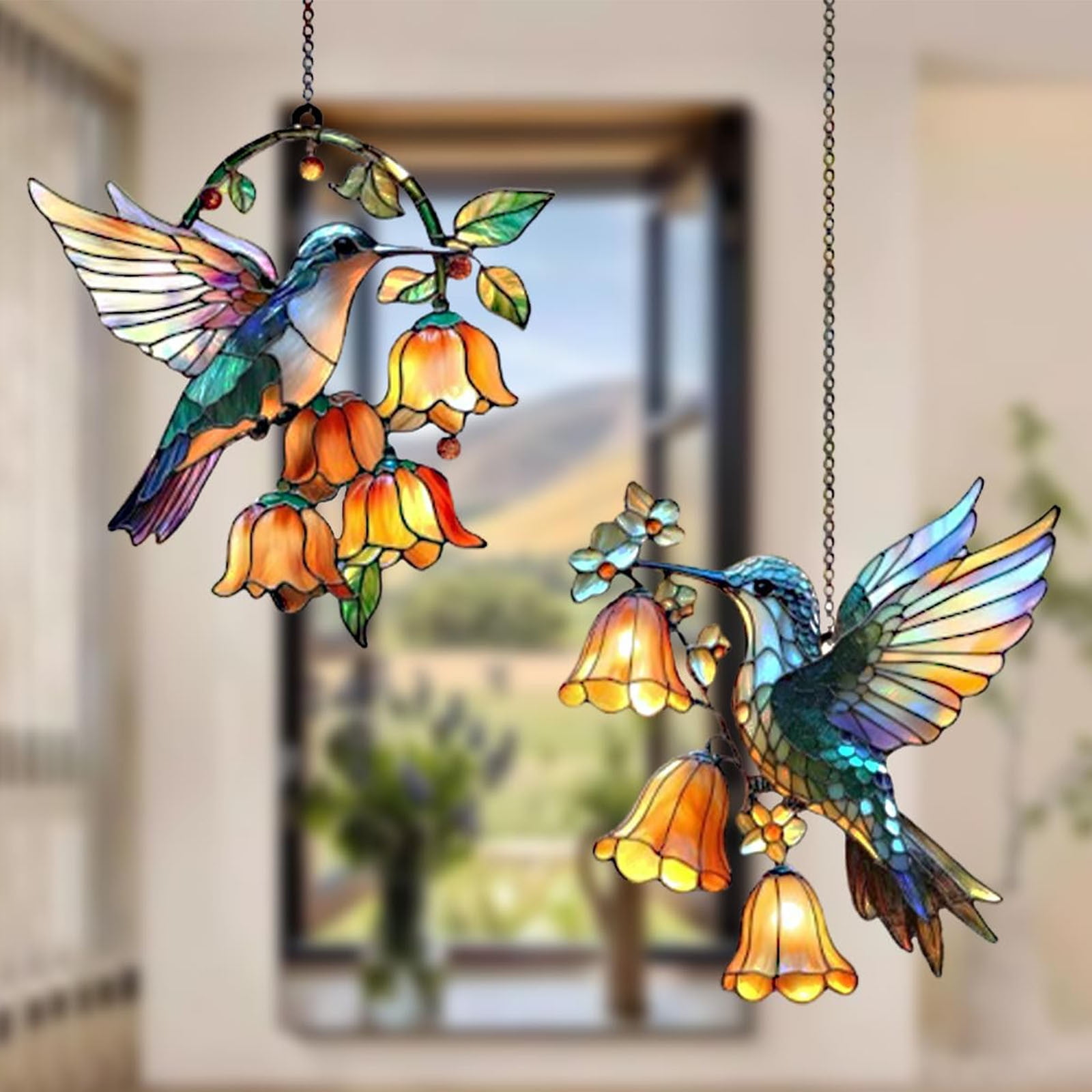 Hummingbird Suncatcher Hanging, Hummingbird and Flower Suncatcher ...