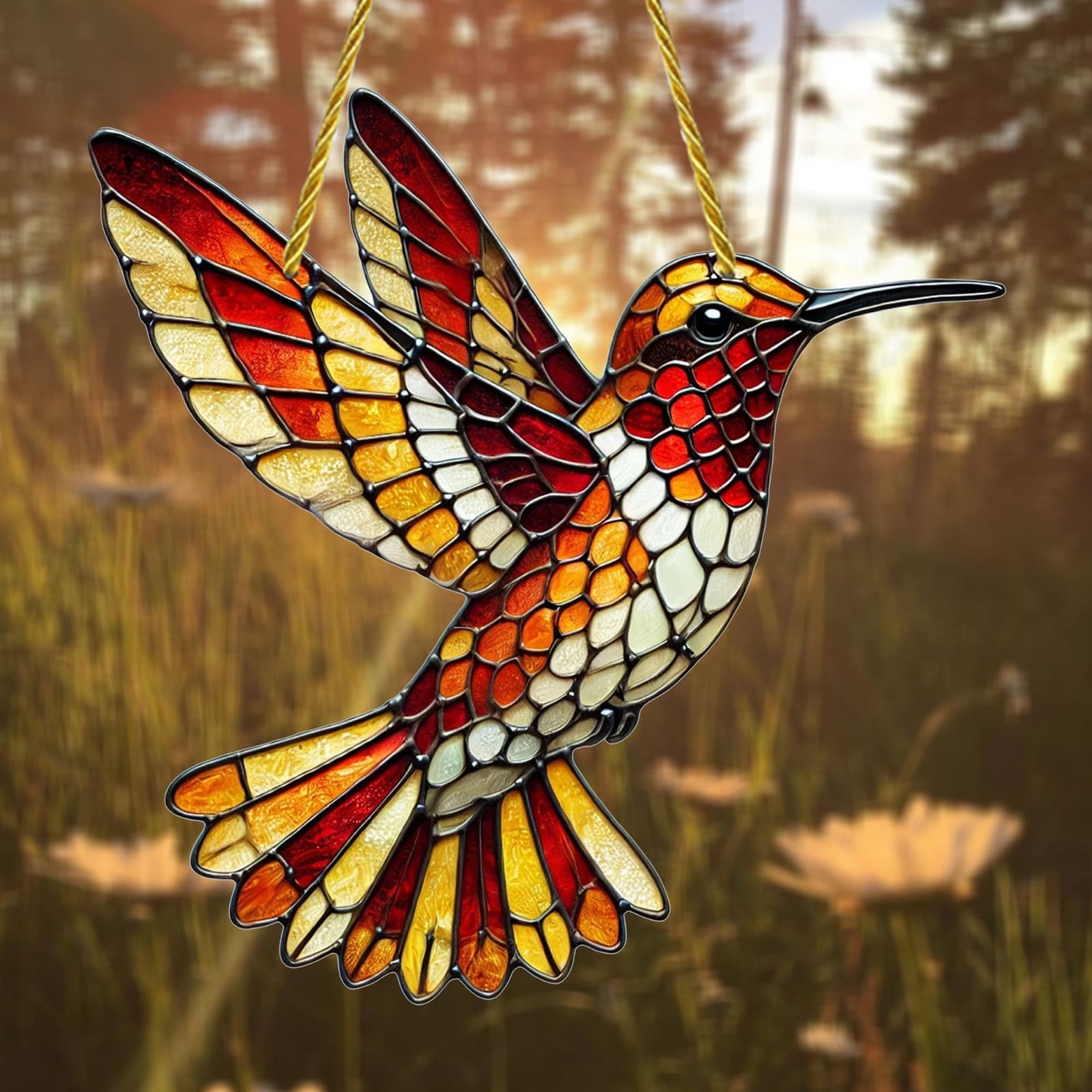 Hummingbird Suncatcher for Window, Stained Glass Window Hanging ...