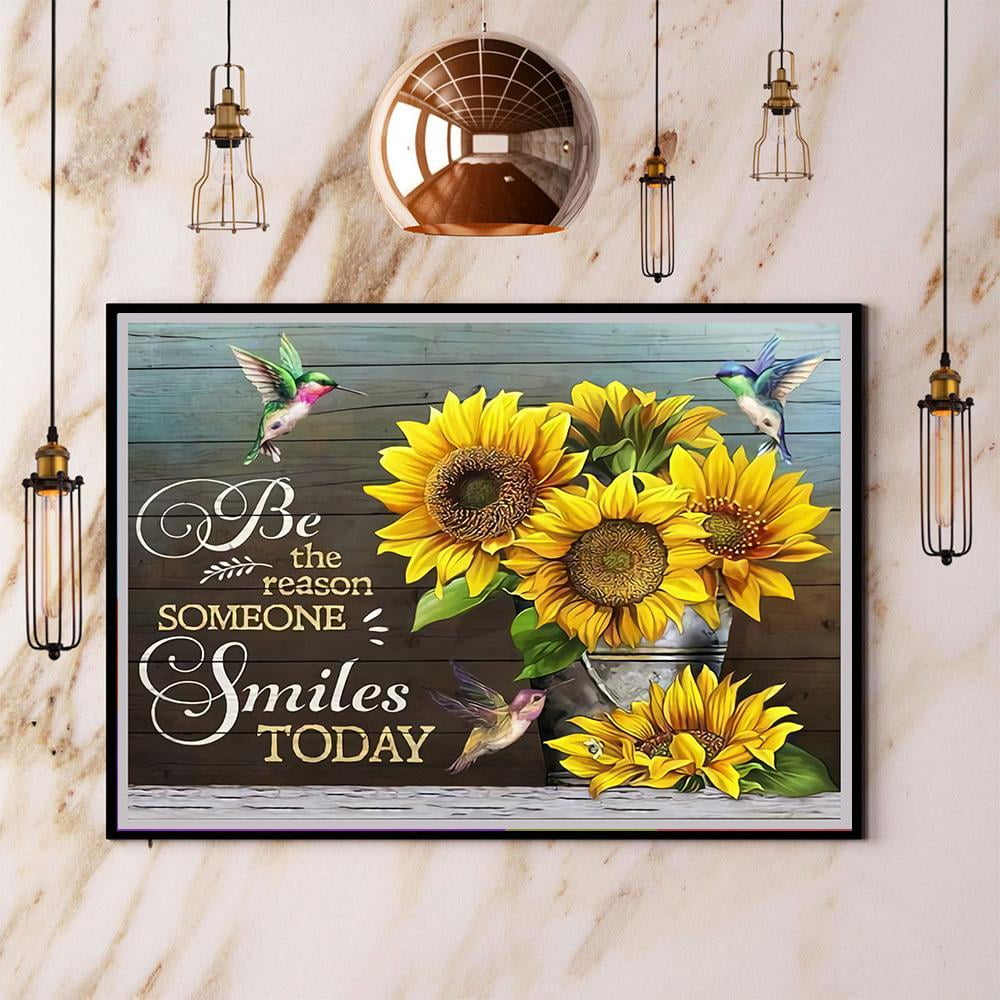 Hummingbird Sunflower Be The Reason Someone Smiles Today Paper Poster ...
