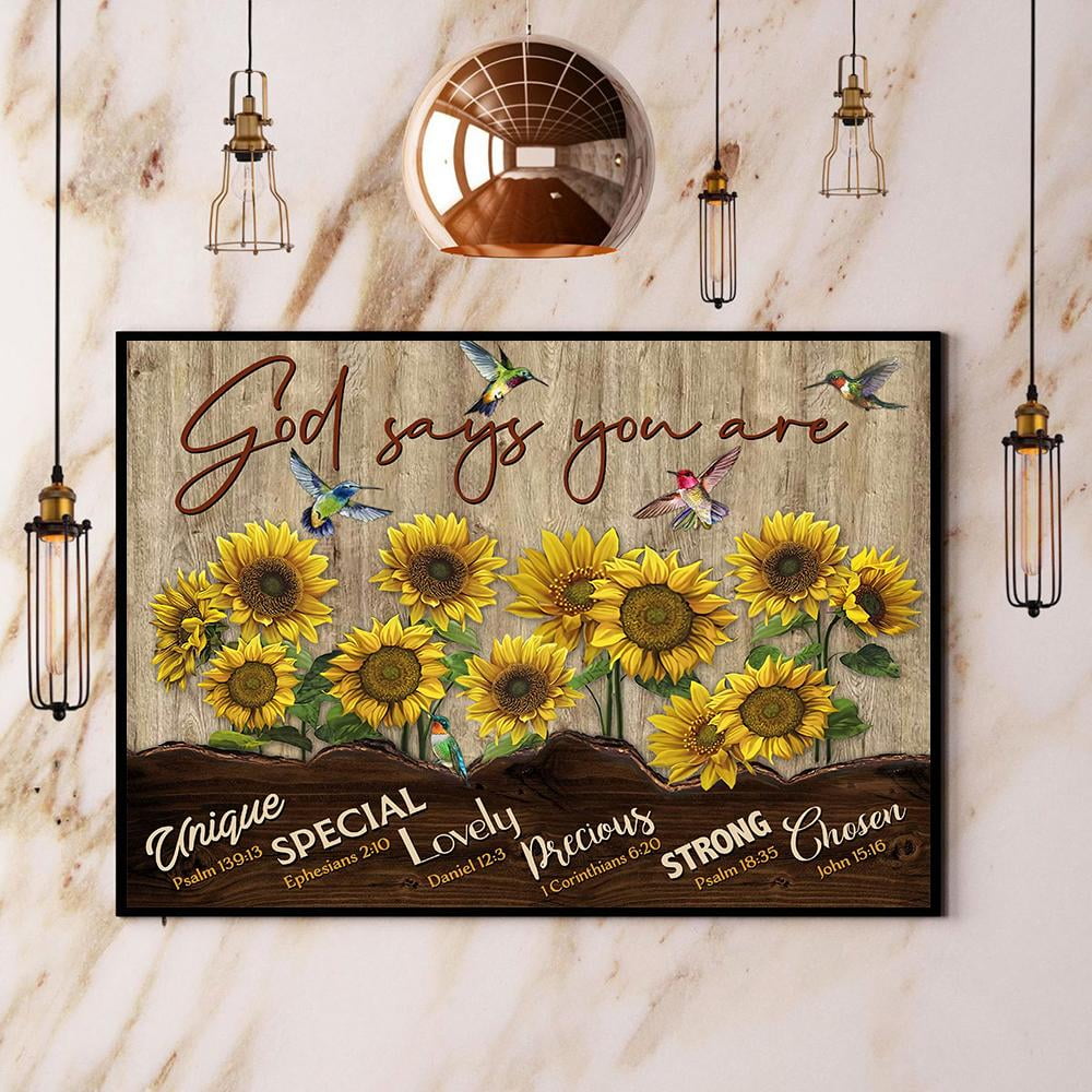 Hummingbird Sunflower God Says You Are Paper Poster No Frame Matte Wall ...