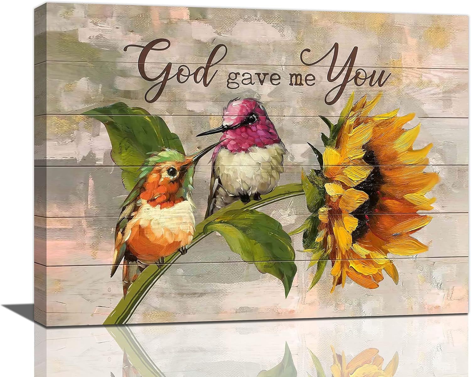 Hummingbird Sunflower Wall Art Bird Flower Pictures Wall Decor ...