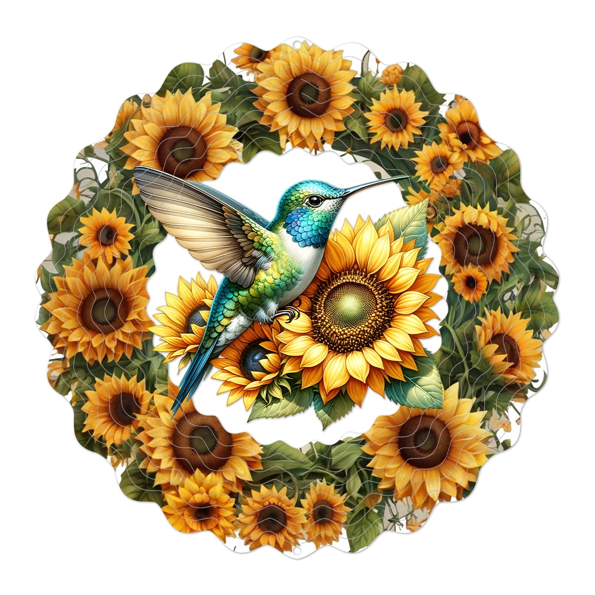 Hummingbird Sunflower Wind Spinner Outdoor Metal Hanging, 10-Inch ...