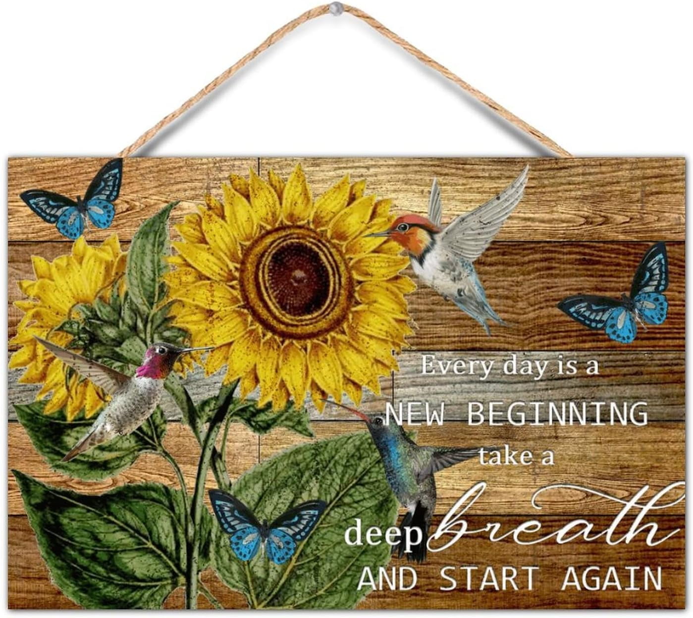 Hummingbird Sunflower Wood Sign for Bathroom Rustic Hummingbird ...