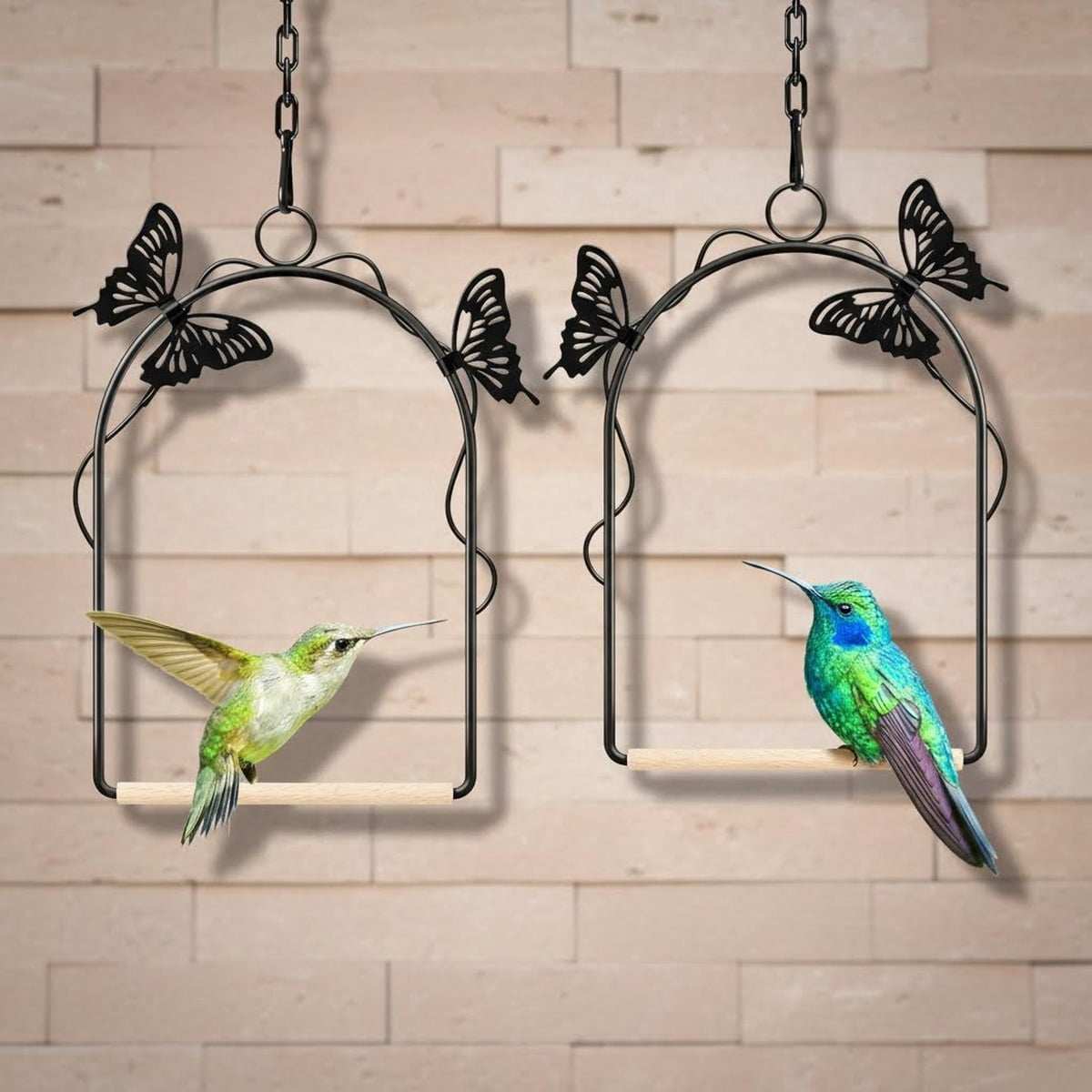 Hummingbird Swing 2 Pack Attractive Hummingbird Perch with Metal Frame ...
