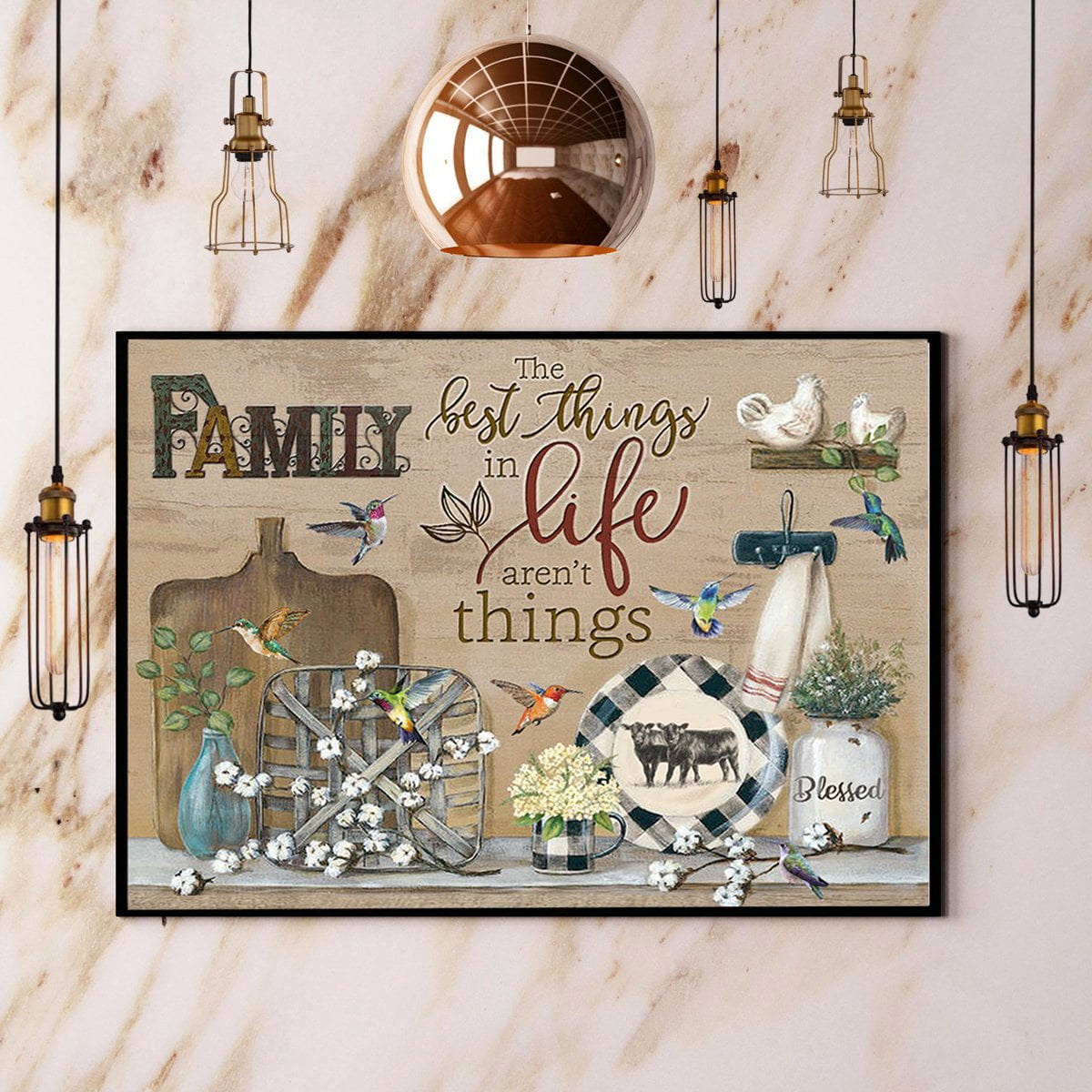 Hummingbird The Best Things In Life Aren'T Things Family Blessed Paper ...