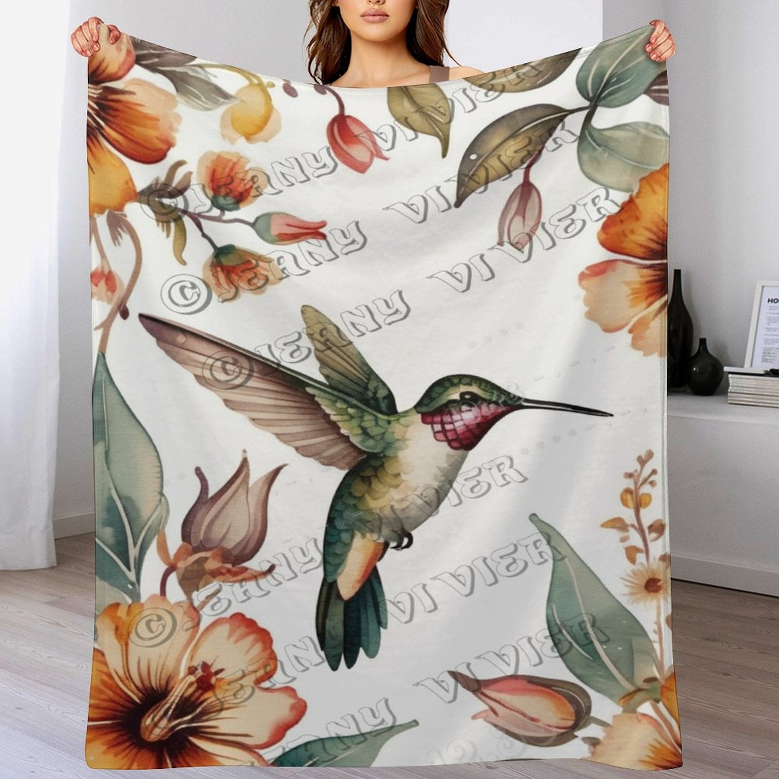 Hummingbird Throw Blanket for Kids Adults Flower Prints Boho Blanket ...