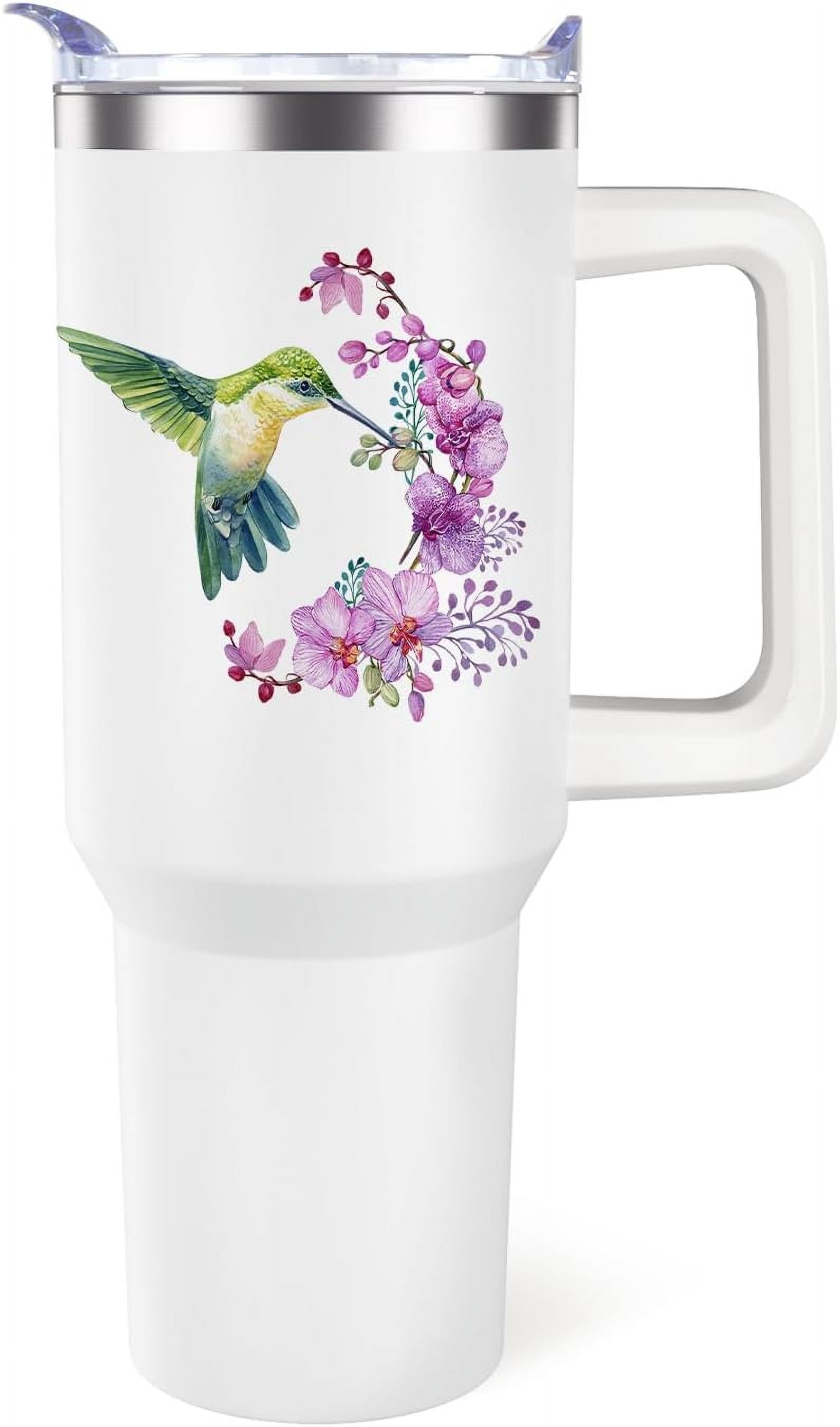 Hummingbird Tumbler 40oz Stainless Steel Hummingbird Cup with Handle ...
