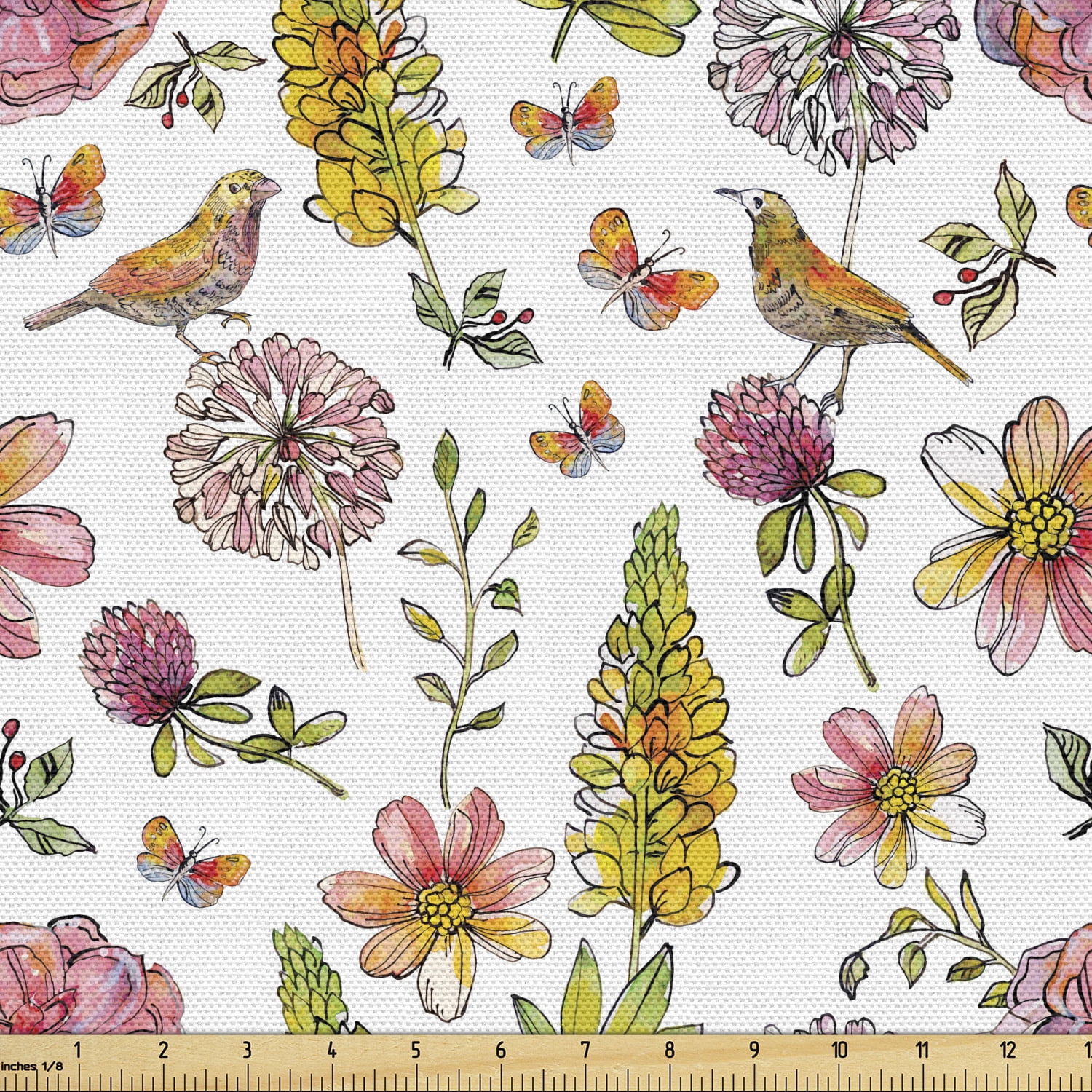 Ambesonne Hummingbird Fabric by the Yard Upholstery, Spring Nature ...