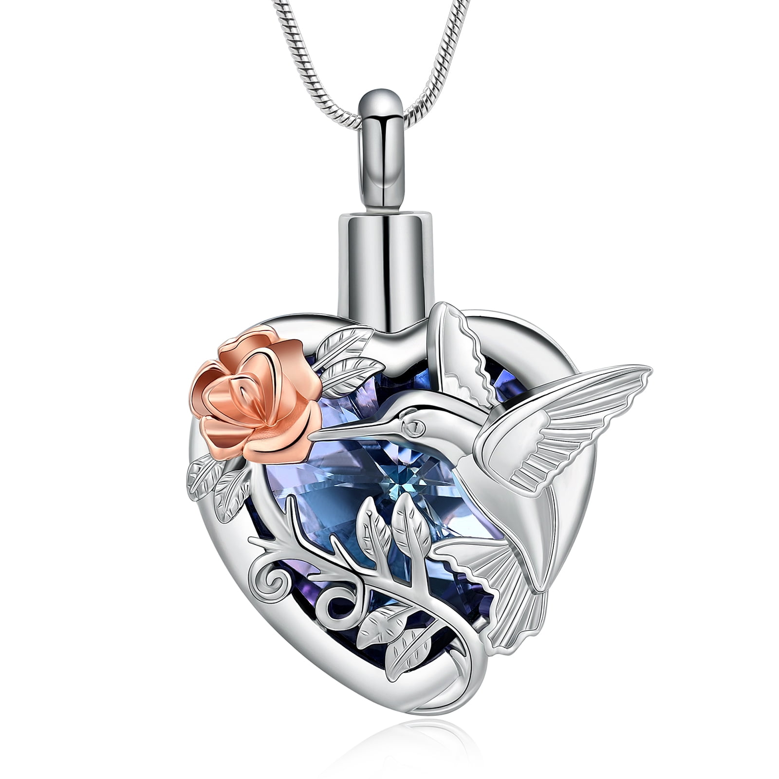 Hummingbird Urn Necklace for Ashes with Crystal Cremation Jewelry w ...
