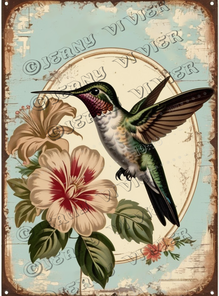 Hummingbird Vintage Aluminum Sign 12x8 IN Retro Hummingbird Welcome ...