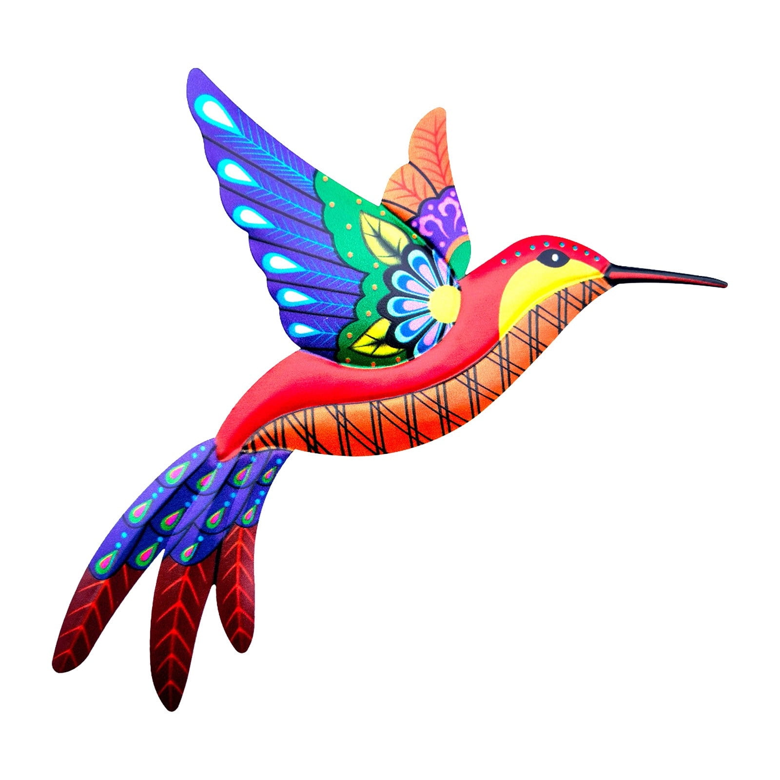 Hummingbird Wall Art Decor, Metal Colorful Birds Outdoor Sculpture Iron ...