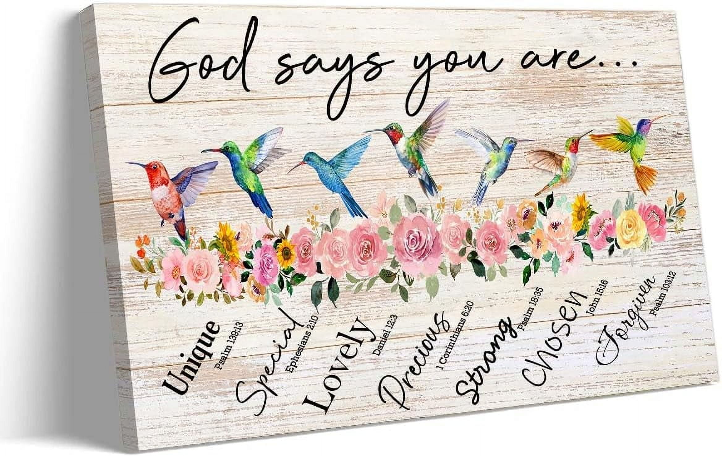 Hummingbird Wall Art God Says You Are Bible Verse Poster Framed ...