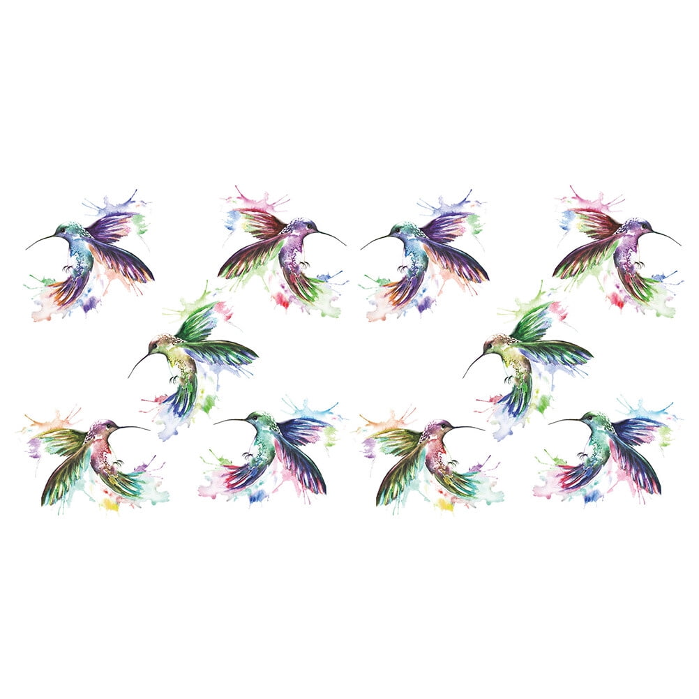 Hummingbird Wall Decor Sticker 4 Sheets Painted Detachable DIY ...