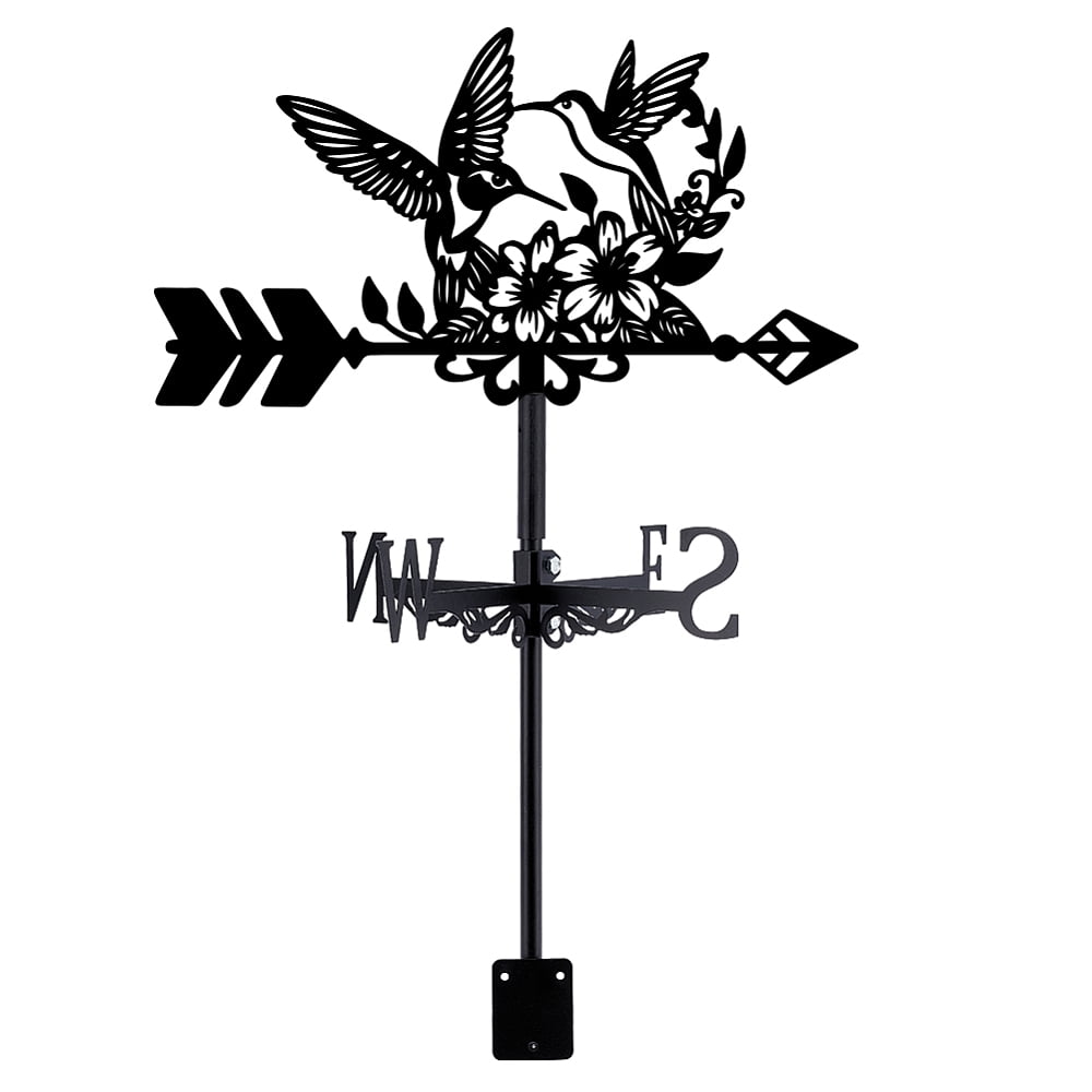Hummingbird Weathervane Flowers Metal Weather Vane Decorative Black ...