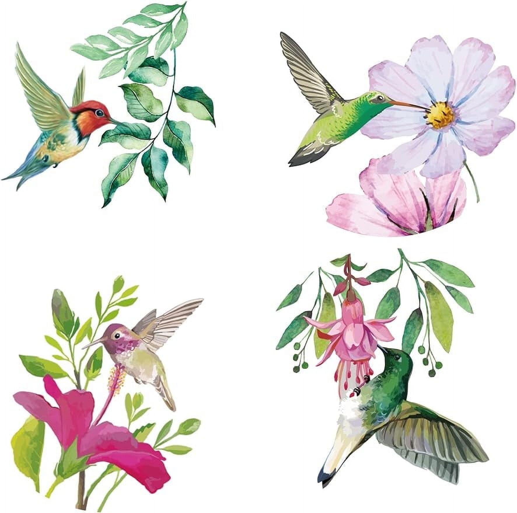 Hummingbird Window Stickers Spring Window Clings Non Adhesive Flowers ...