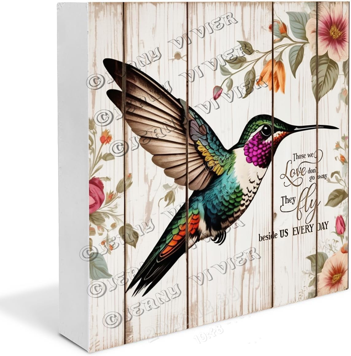 Hummingbird Wooden Box Sign Hummingbird Gifts Funny Flower Decor for ...