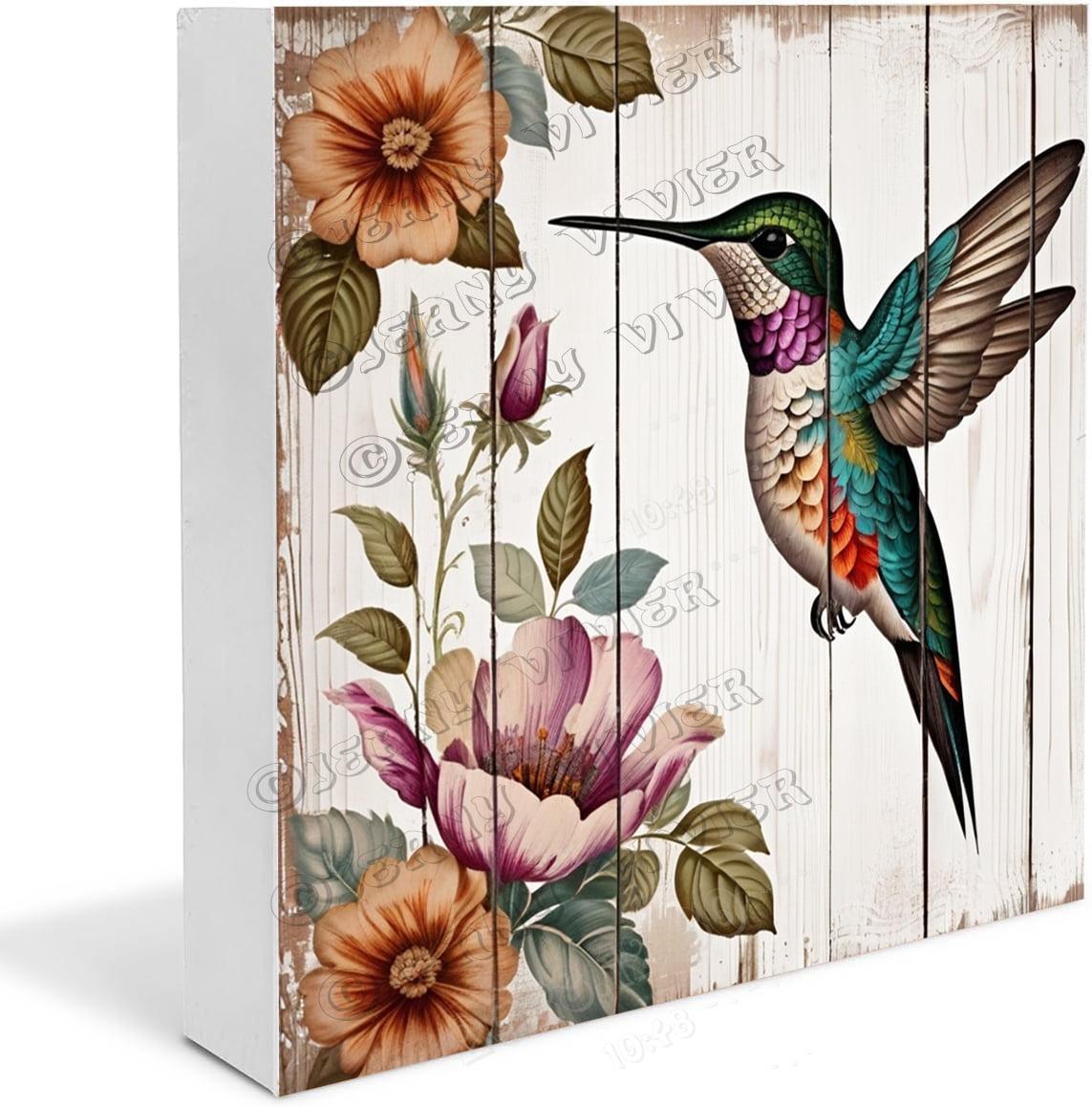 Hummingbird Wooden Box Sign, Spring Art Blocks, Farmhouse Wood Box Sign ...