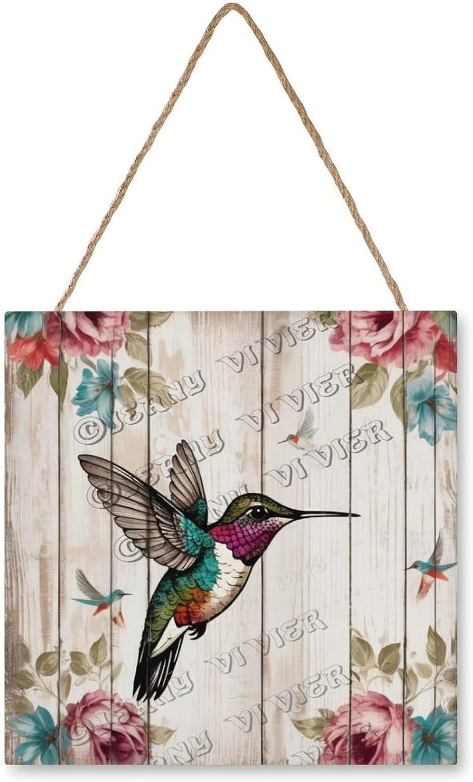 Hummingbird Wooden Sign Hummingbird Hanging Wood Plaques Rustic ...