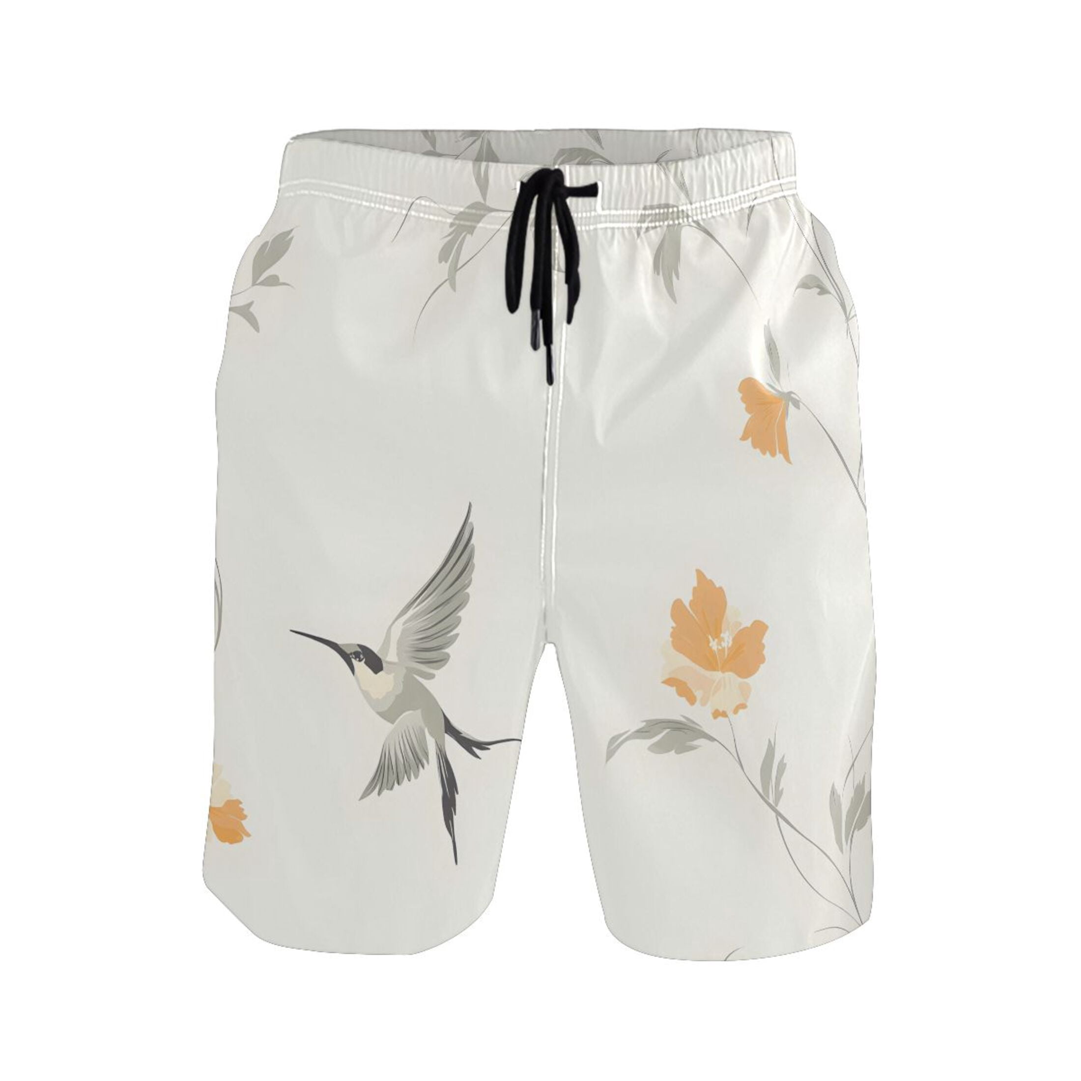 Hummingbird and Flowers Mens Swim Trunks Quick Dry Board Shorts ...