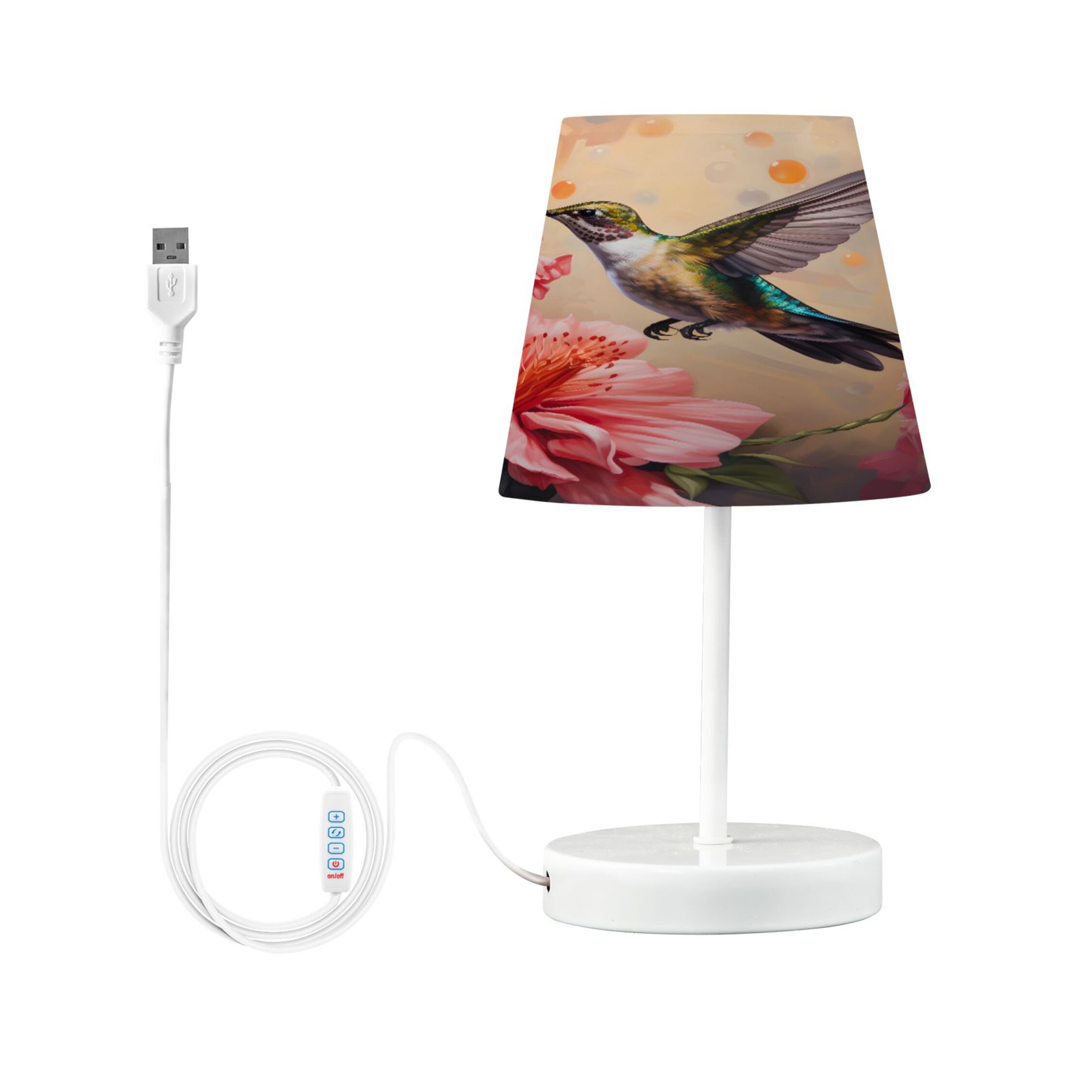 Hummingbird and Lily Flowers Desk Lamp LED Table Nightstand Lamps with ...