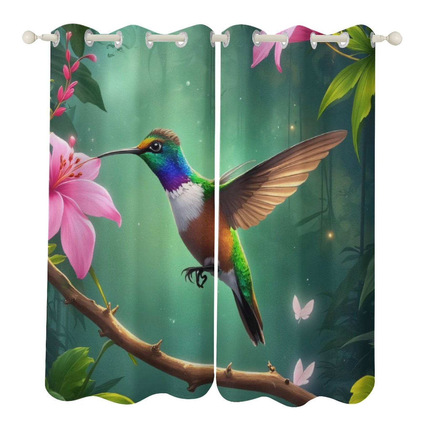 Hummingbird in Bloom Garden Blackout Window Curtains for Bedroom Living ...