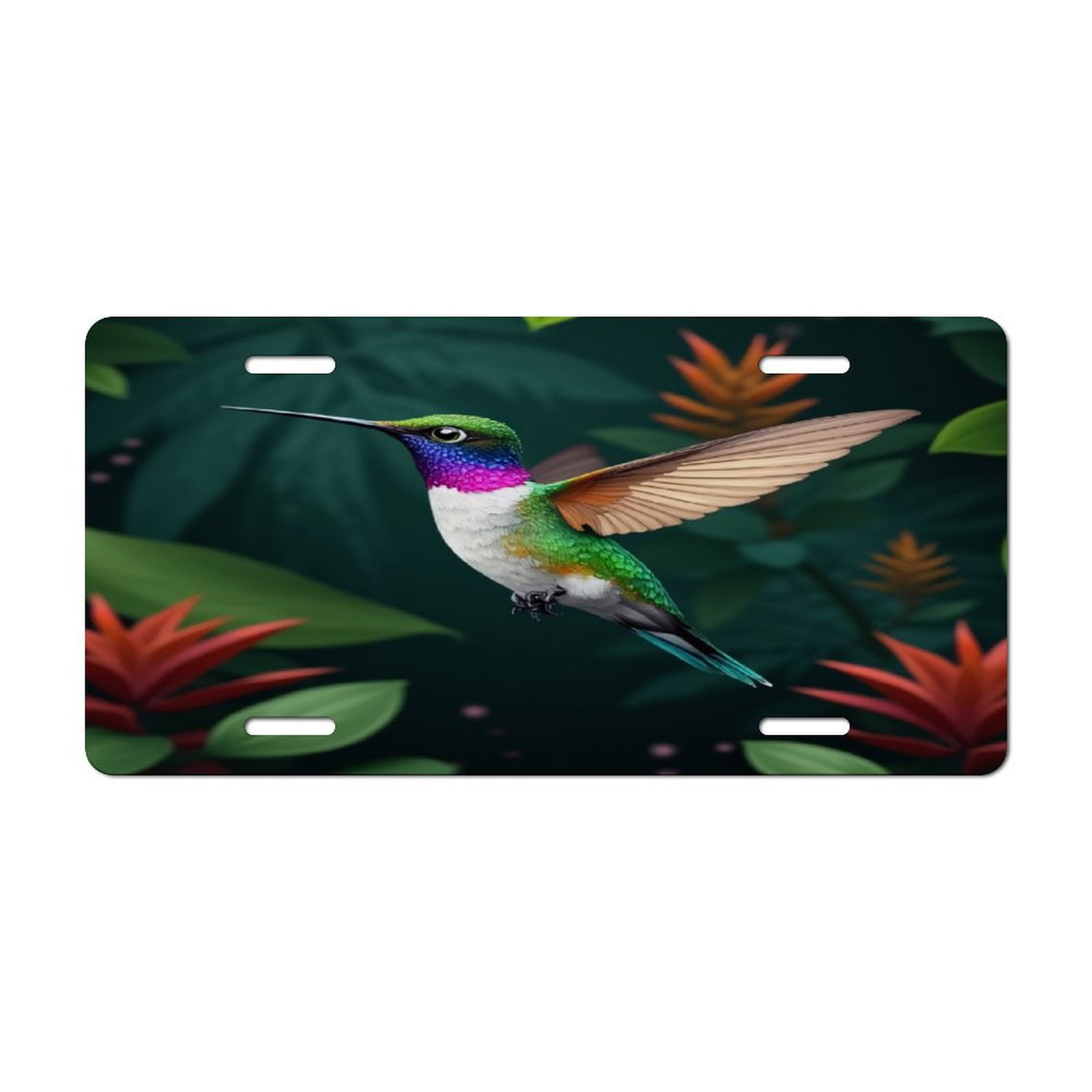 Hummingbird in Tropical Forest License Plate Lightweight Aluminum ...