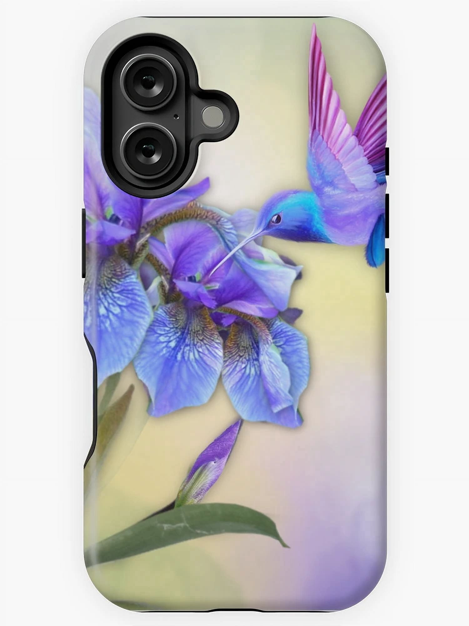 Hummingbird on Blue Purple Iris H004 Premium Case for iPhone 17 16 15 ...