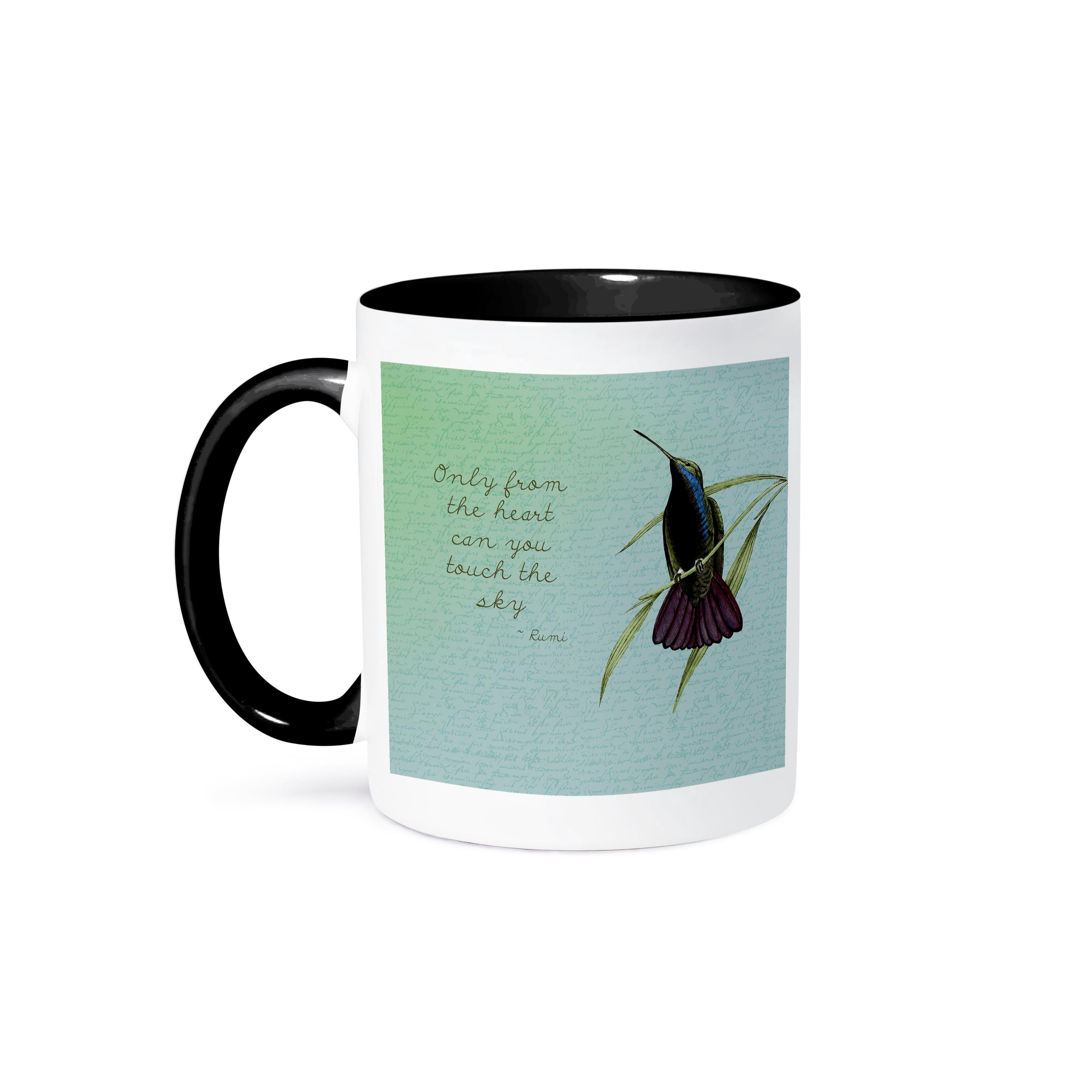 3dRose, Hummingbird vintage with Rumi quote inspirational art, 15oz Two ...