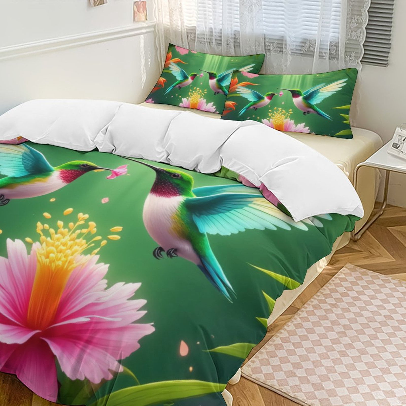 Hummingbirds & Blossoms Garden 3D Duvet Cover Set Quilt Cover Theme of ...