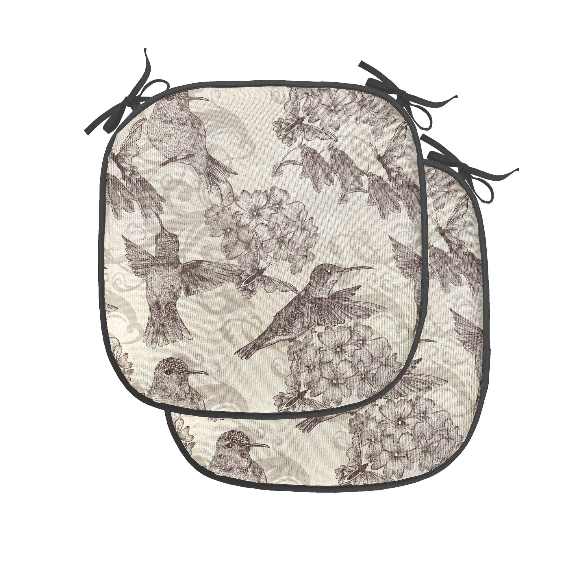 Hummingbirds Chair Seating Cushion Set of 2, Birds and Flowers ...