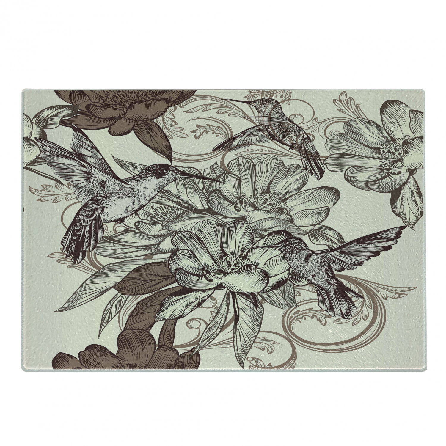 Hummingbirds Cutting Board, Pattern with Birds and Flowers Classic ...