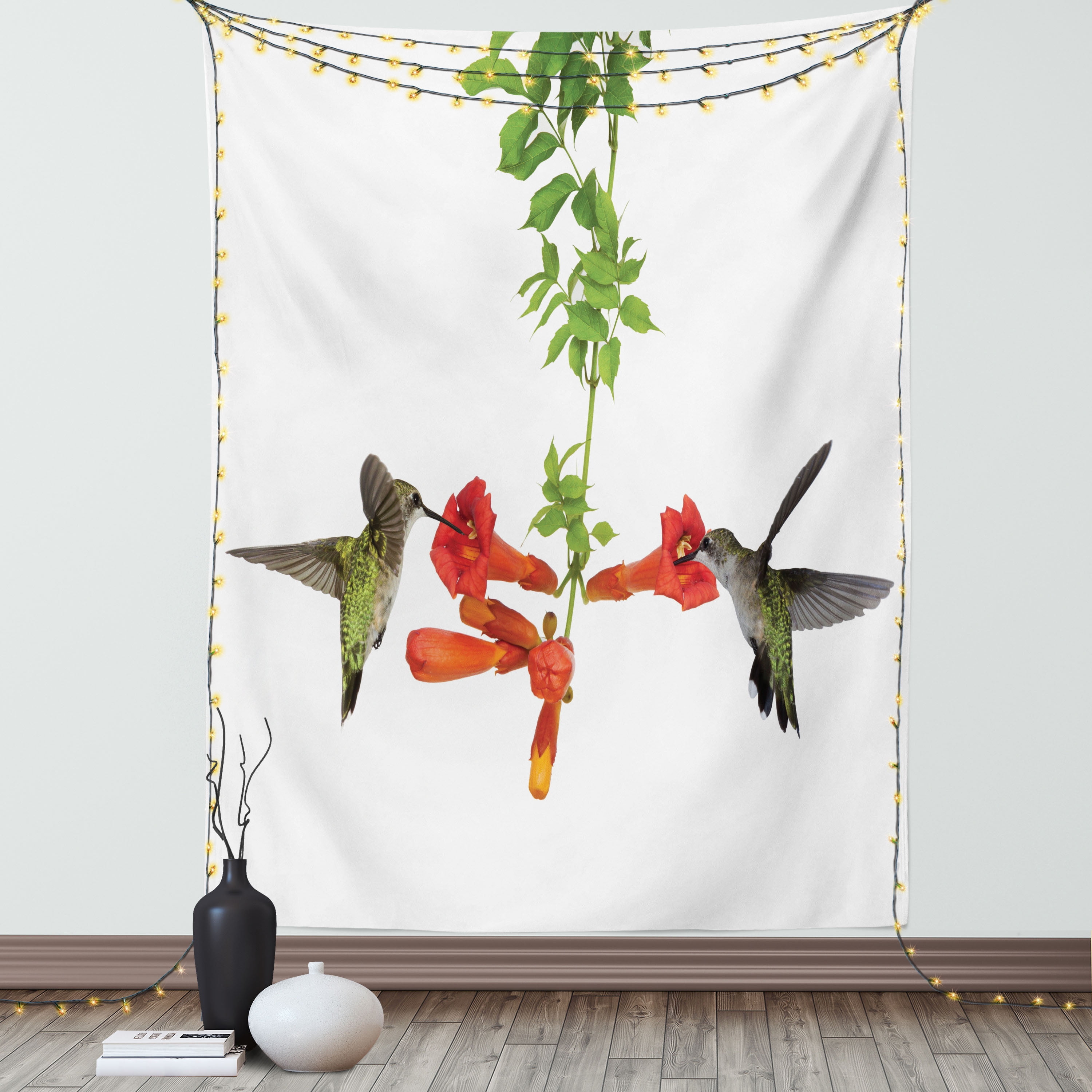Hummingbirds Decorations Wall Hanging Tapestry, two hummingbirds sip ...