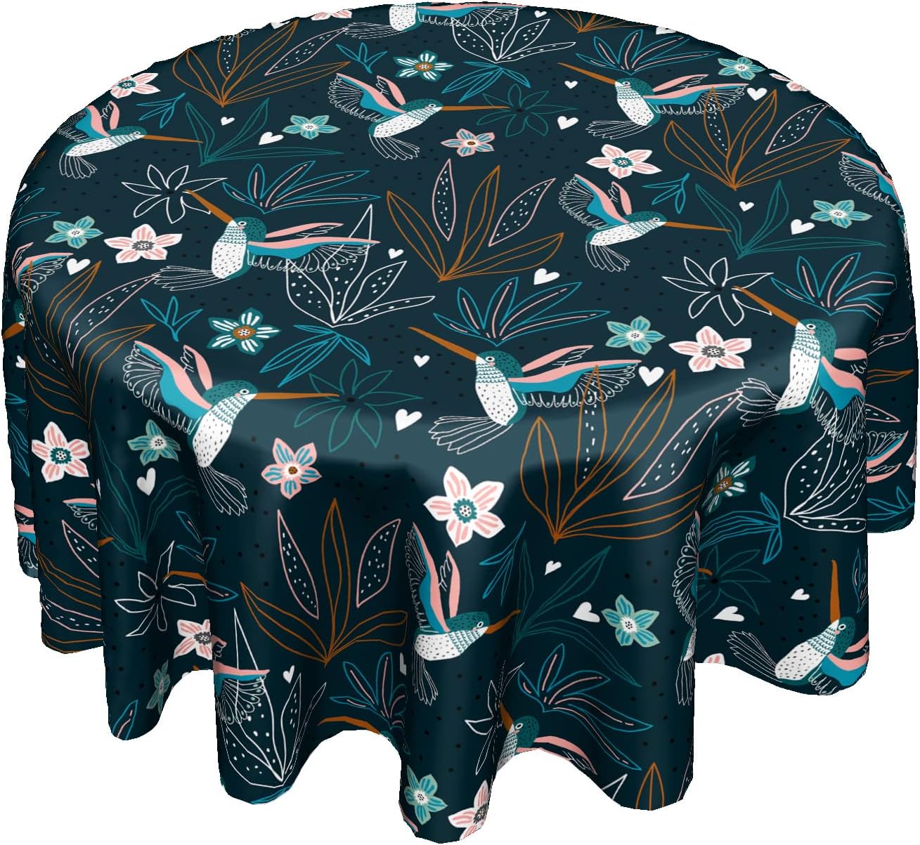 Hummingbirds Florals Round Table Cloth,Hummingbird Flowers Tablecloth ...