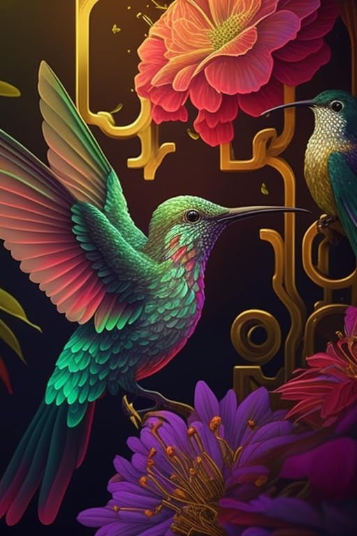 Hummingbirds and Flowers Animal Series Wooden Puzzle, Dust - Free ...