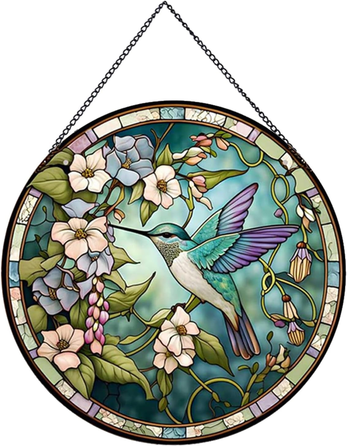 Hummingbirds and Flowers Pattern Stained Glass Suncatchers for Windows ...