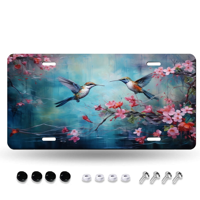 Hummingbirds Flying Over Water and Surrounded By Pink Cherry Blossoms ...