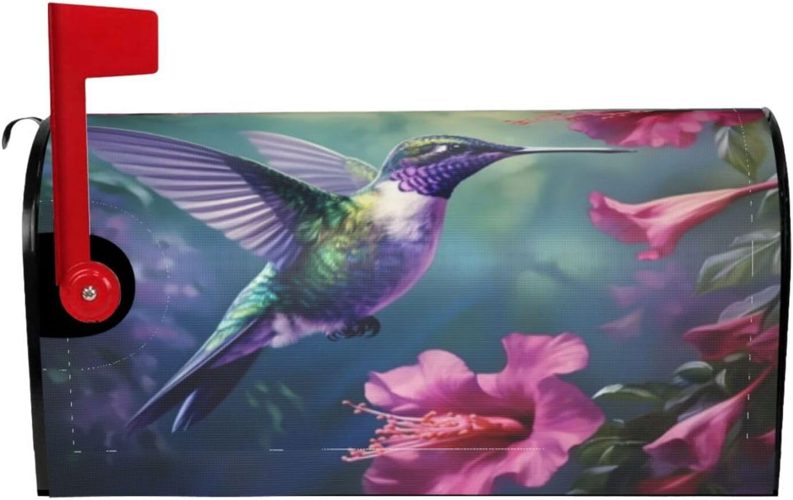Hummingbirds Fuchsia Flowers Mailbox Cover Mailbox Wraps, Waterproof ...