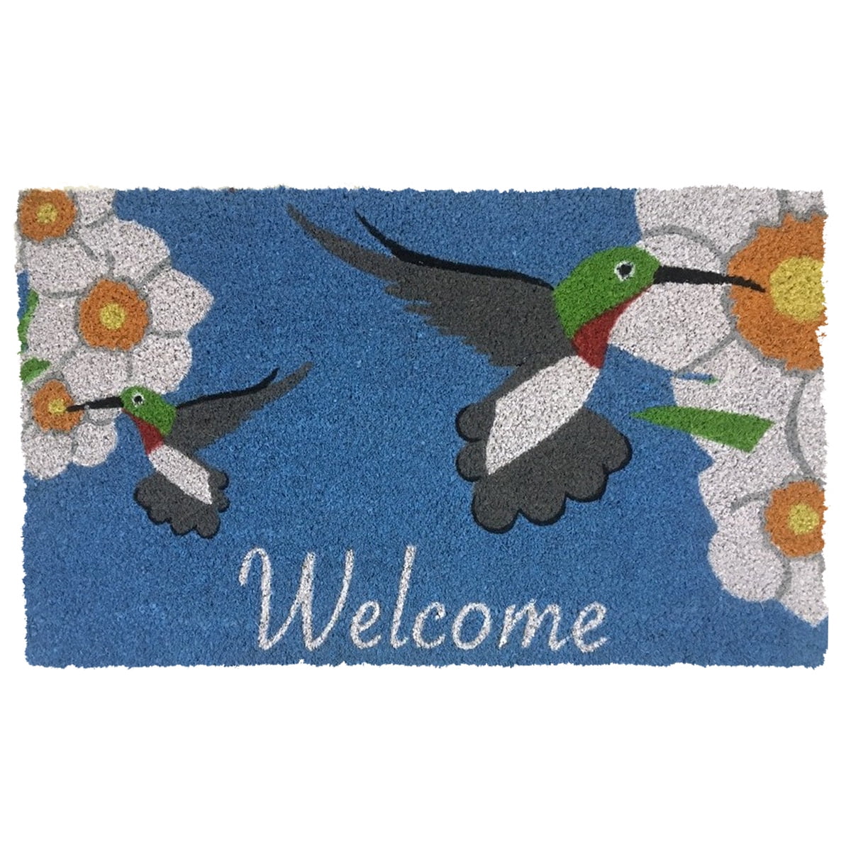 Hummingbirds Spring Coir Doormat Welcome Natural Fiber Outdoor 18" x 30 ...
