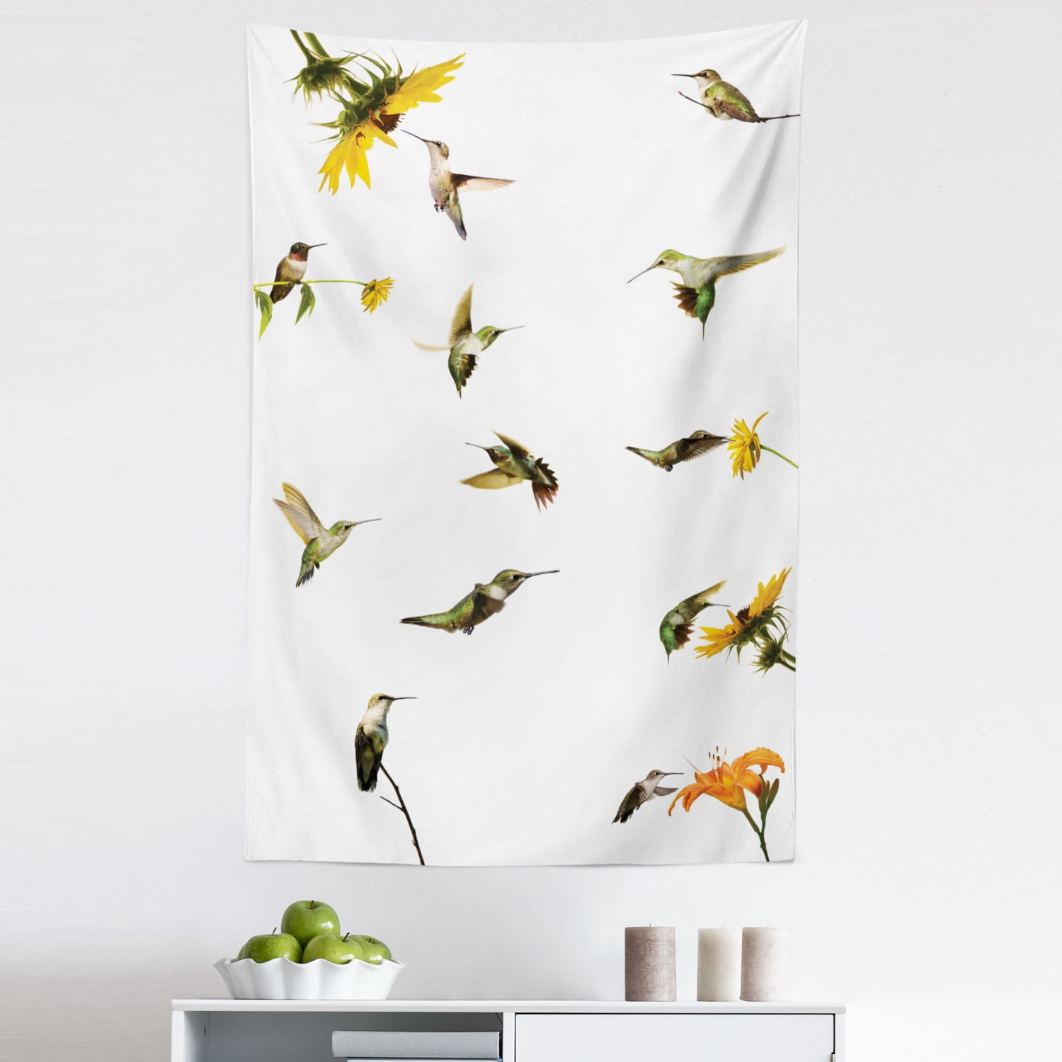 Hummingbirds Tapestry, Illustration of Hummingbirds in Motion and at ...